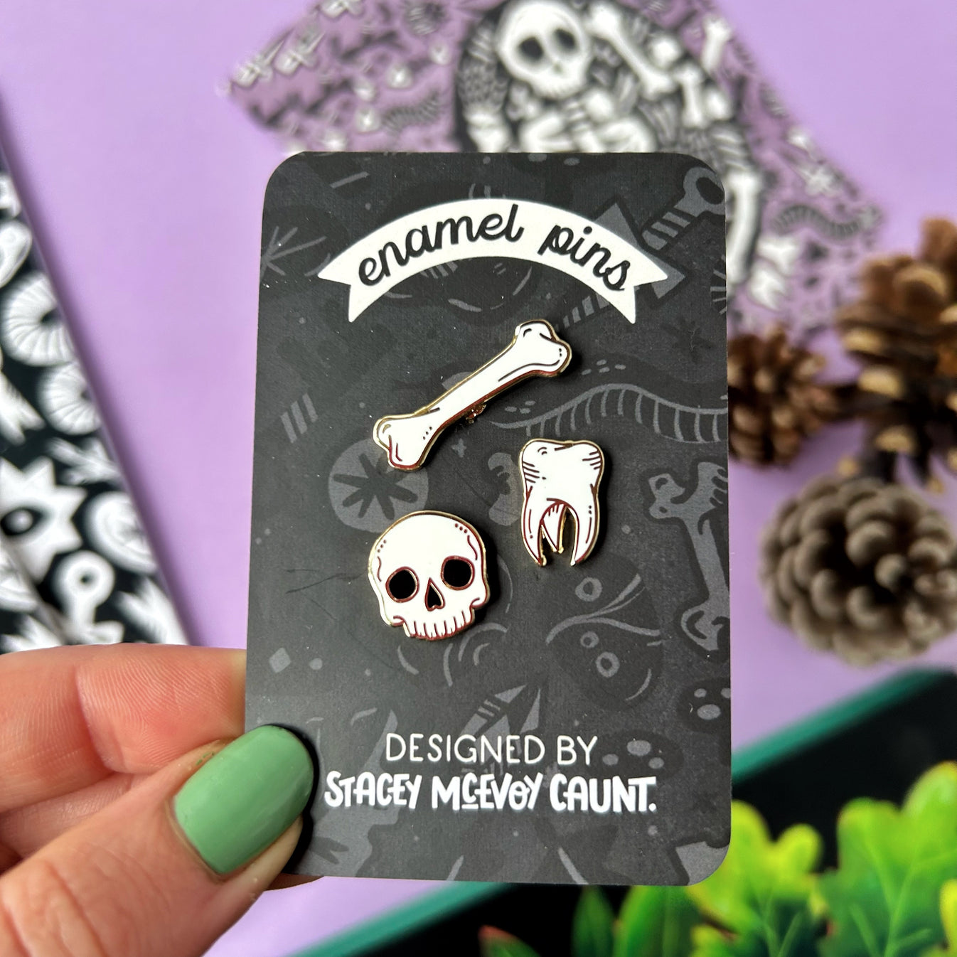 Halloween Bones Enamel Pin Set – Stacey McEvoy Caunt